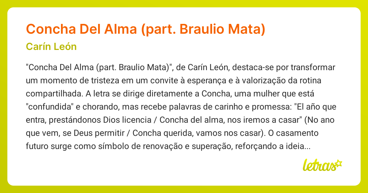 Significado da música Concha Del Alma (part. Braulio Mata) (Carín León ...