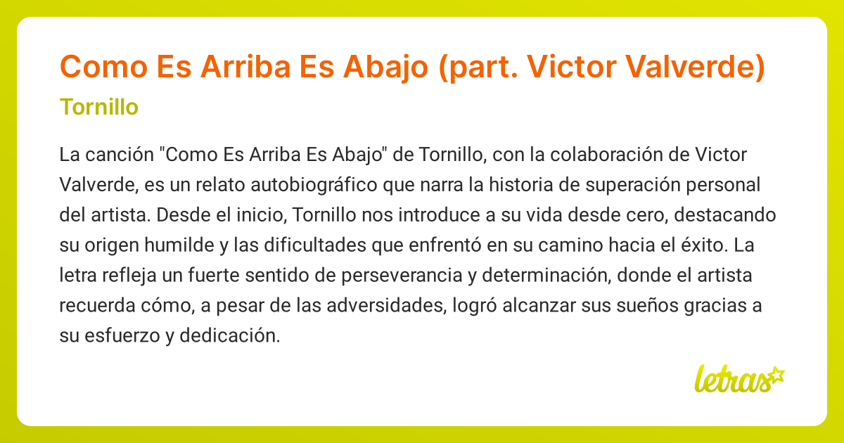 Significado de la canción Como Es Arriba Es Abajo (part. Victor ...