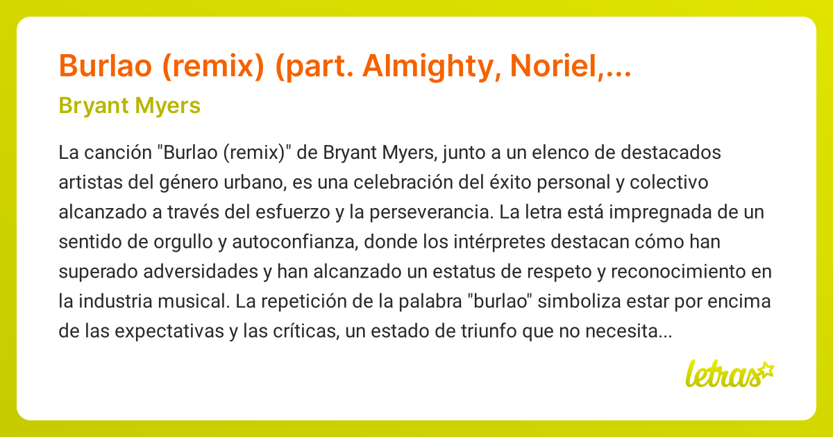 Significado de la canción Burlao (remix) (part. Almighty, Noriel ...