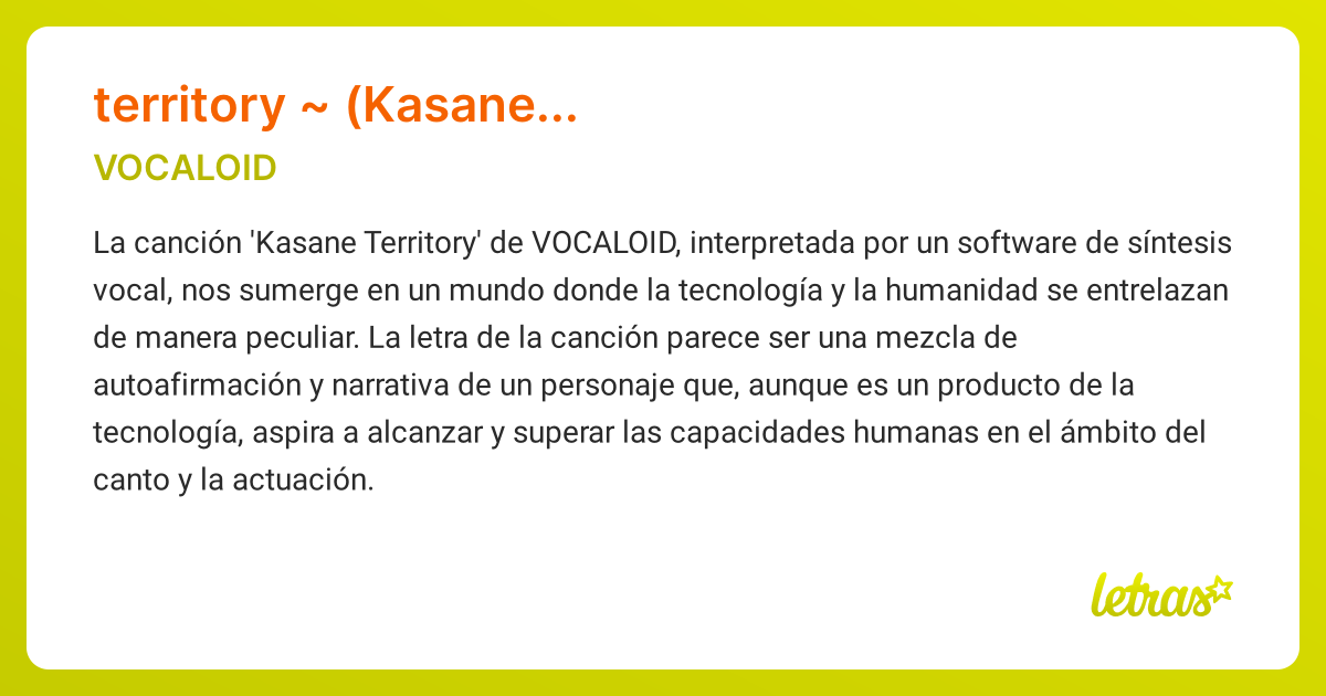 Significado de la canción 重音territory ~ずっとテトのターン (Kasane territory ...