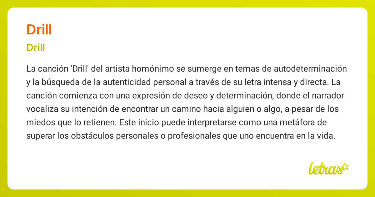 Significado de la canción DRILL (Drill) - LETRAS.COM