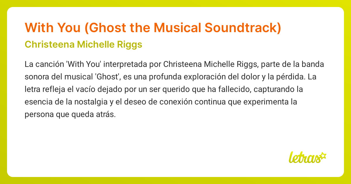 Significado de la canción With You (Ghost the Musical Soundtrack ...