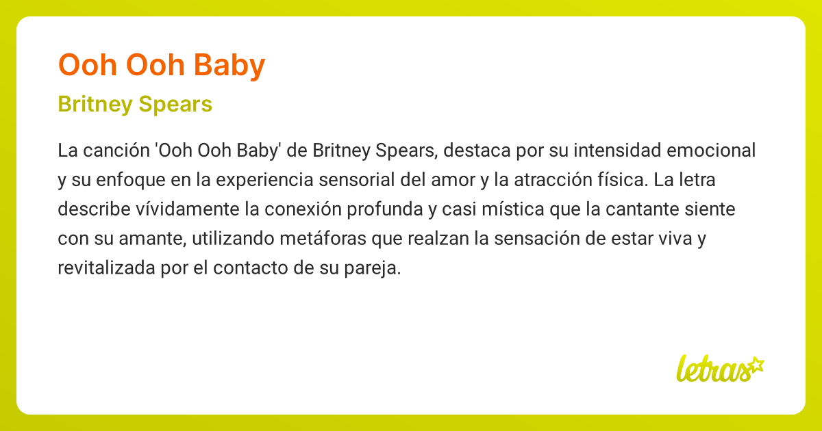 Significado de la canción OOH OOH BABY (Britney Spears) - LETRAS.COM