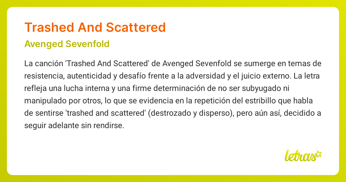 Significado de la canción TRASHED AND SCATTERED (Avenged Sevenfold ...