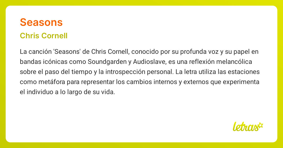 Significado de la canción SEASONS (Chris Cornell) - LETRAS.COM