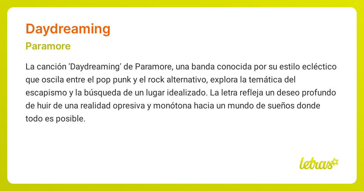 Significado de la canción DAYDREAMING (Paramore) - LETRAS.COM
