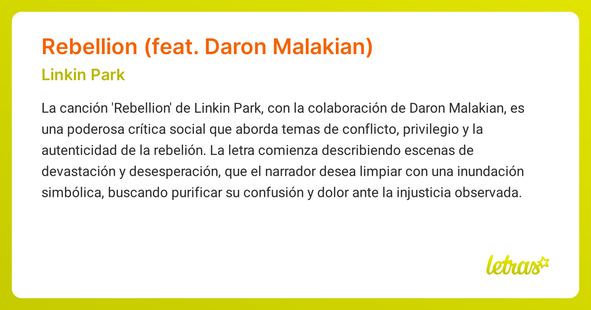 Significado de la canción Rebellion (feat. Daron Malakian) (Linkin Park ...