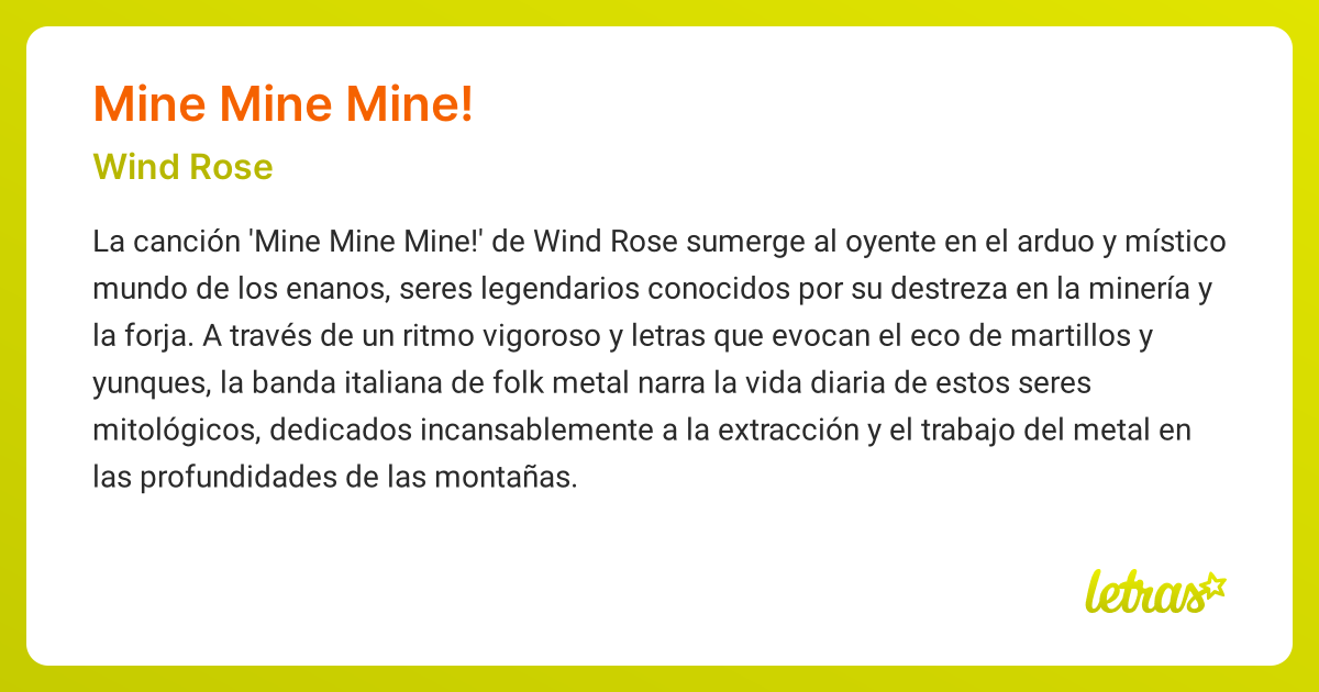 Significado de la canción MINE MINE MINE! (Wind Rose) - LETRAS.COM