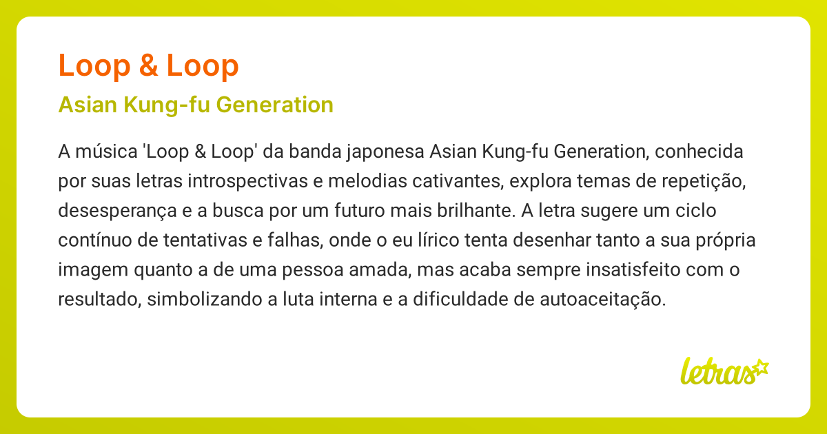 Significado da música LOOP & LOOP (Asian Kung-fu Generation) - LETRAS ...