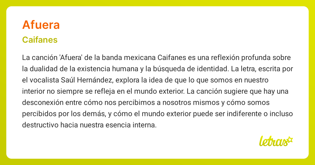 Significado de la canción AFUERA (Caifanes) - LETRAS.COM