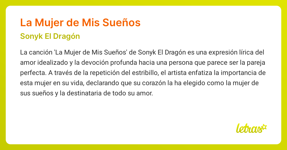 Significado de la canción LA MUJER DE MIS SUEÑOS (Sonyk El Dragón ...