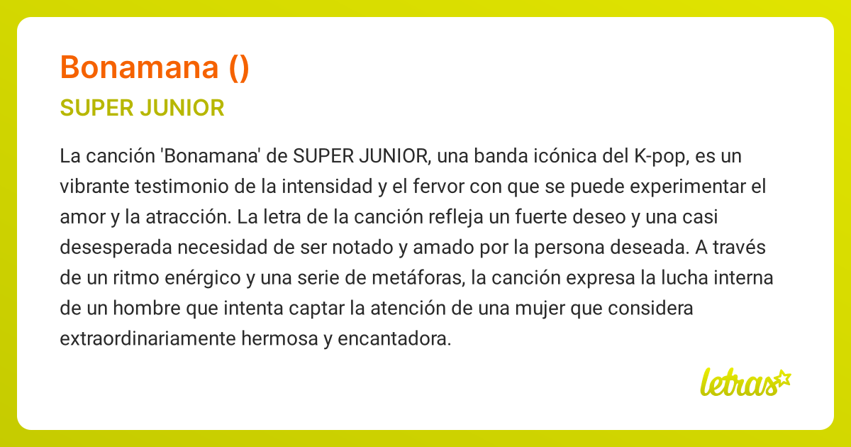 Significado de la canción BONAMANA (미인아) (SUPER JUNIOR) - LETRAS.COM