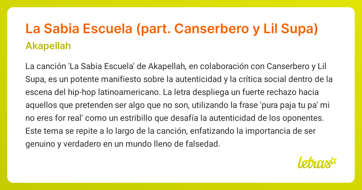 Significado de la canción La Sabia Escuela (part. Canserbero y Lil Supa ...