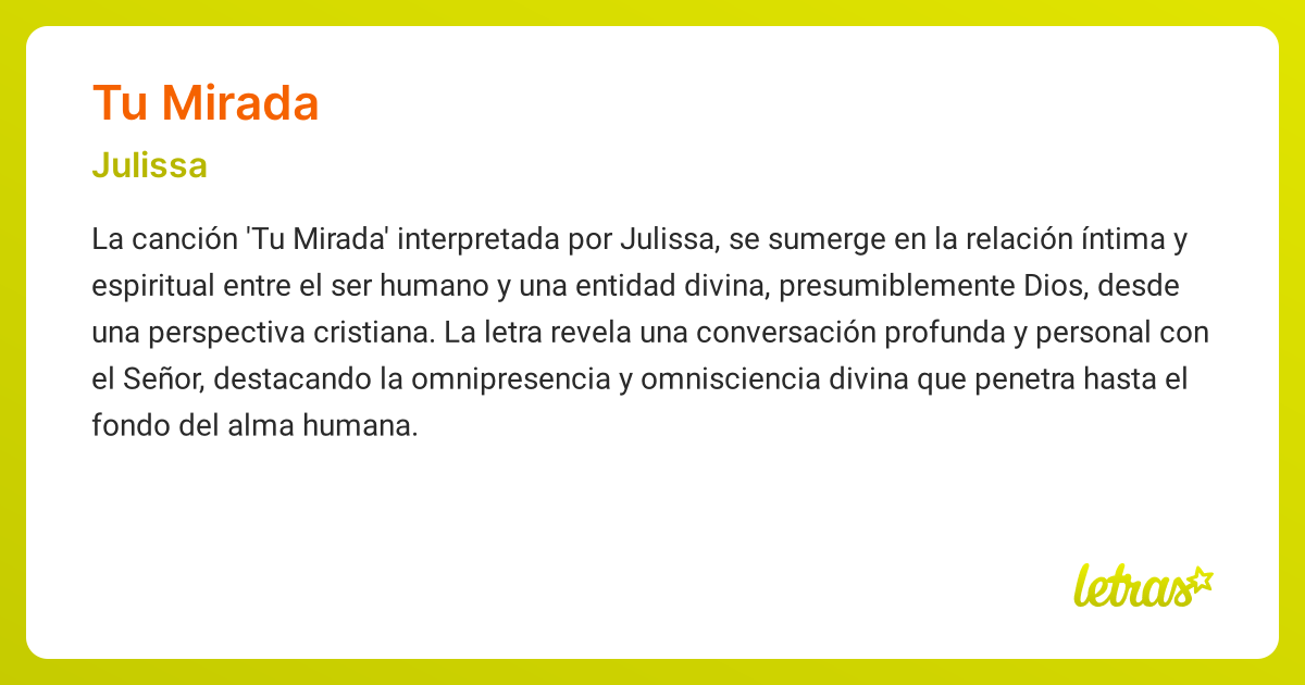 Significado de la canción TU MIRADA (Julissa) - LETRAS.COM