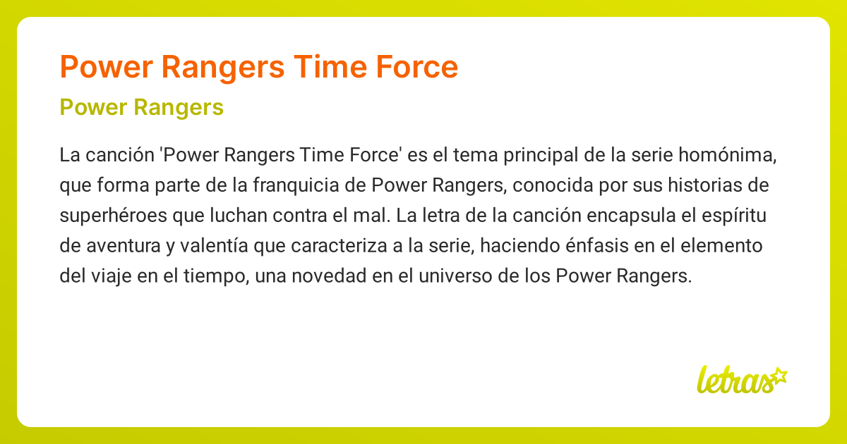 Significado de la canción POWER RANGERS TIME FORCE (Power Rangers ...