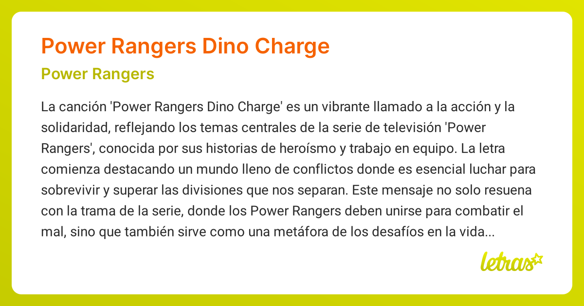 Significado de la canción POWER RANGERS DINO CHARGE (Power Rangers ...