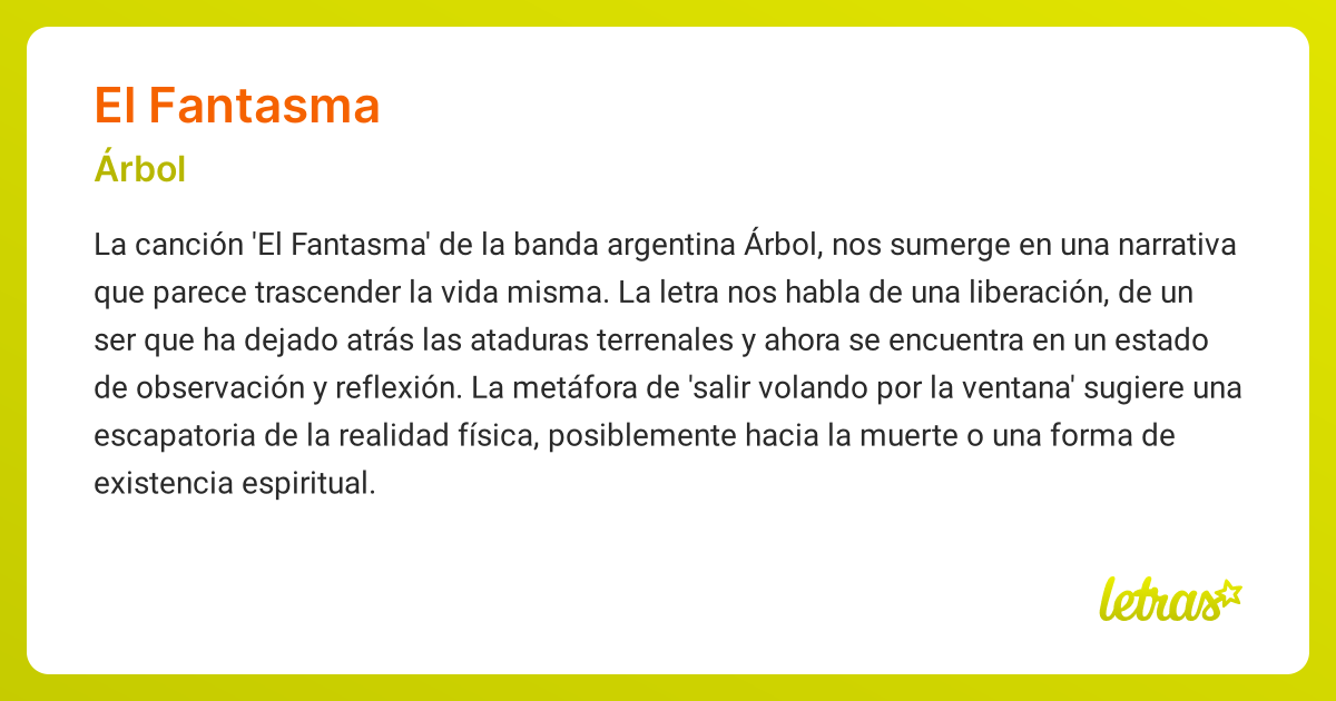 Significado de la canción EL FANTASMA (Árbol) - LETRAS.COM