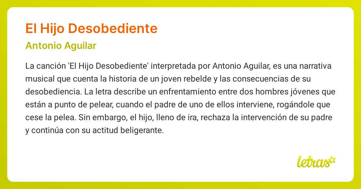 Significado de la canción EL HIJO DESOBEDIENTE (Antonio Aguilar ...