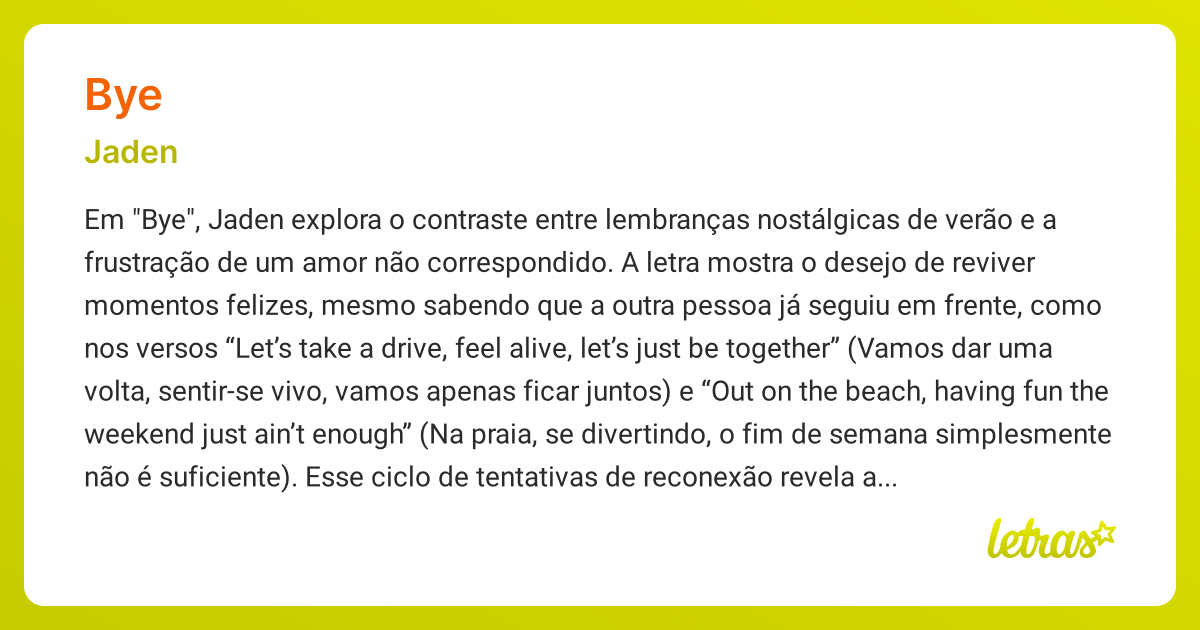 Significado da música BYE (Jaden) - LETRAS.MUS.BR