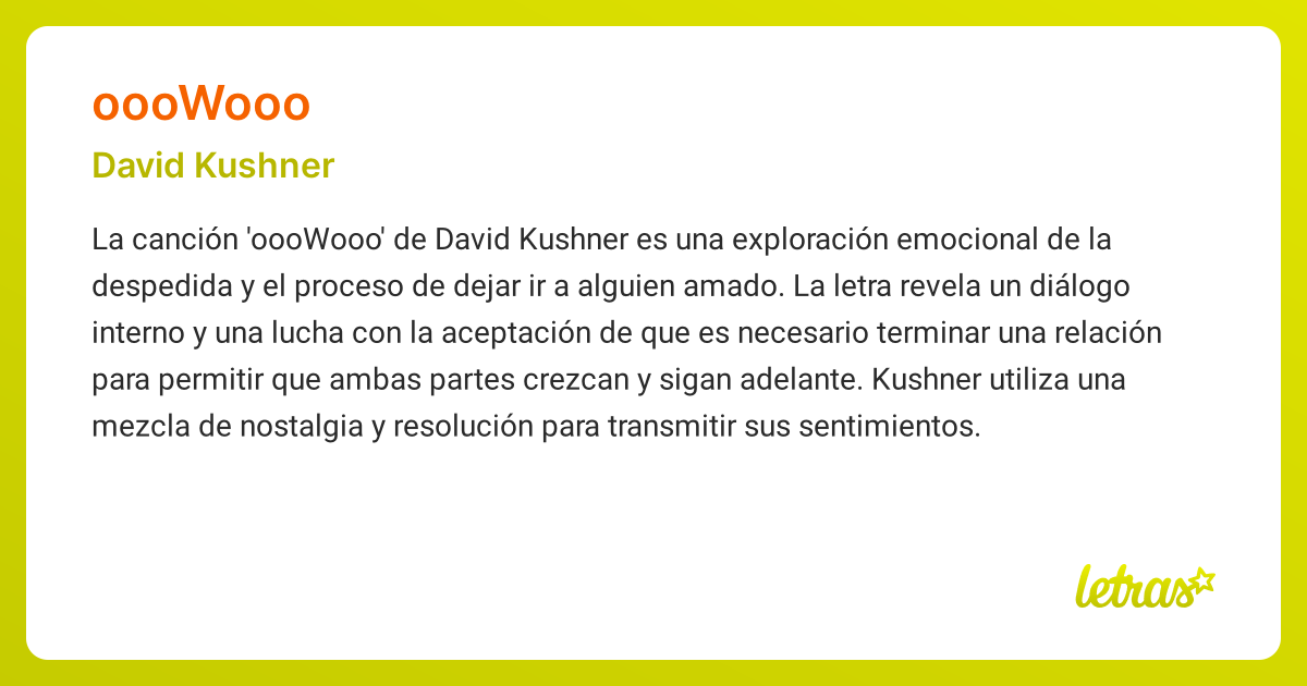 Significado de la canción OOOWOOO (David Kushner) - LETRAS.COM