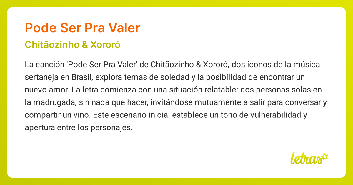 Significado de la canción PODE SER PRA VALER (Chitãozinho & Xororó ...