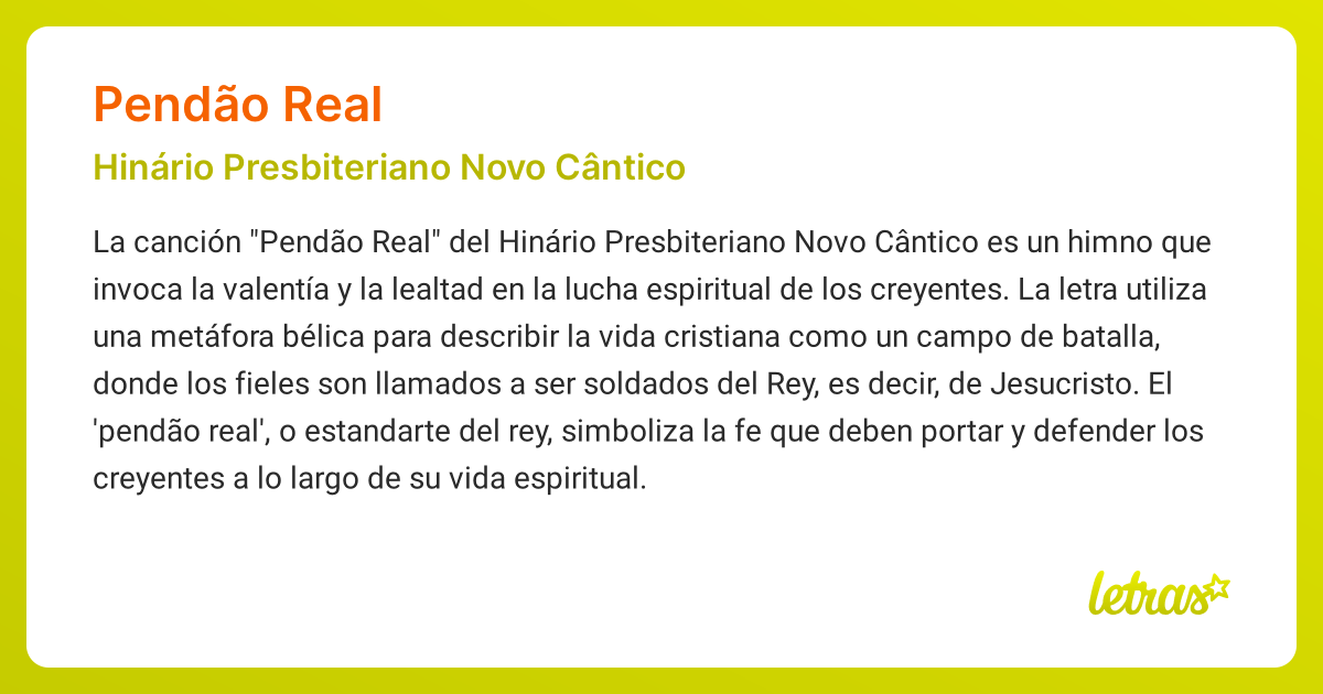 Significado de la canción PENDÃO REAL (Hinário Presbiteriano Novo ...