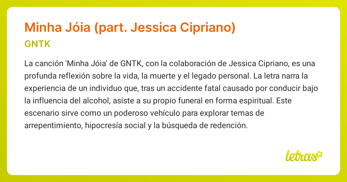 Significado de la canción Minha Jóia (part. Jessica Cipriano) (GNTK ...