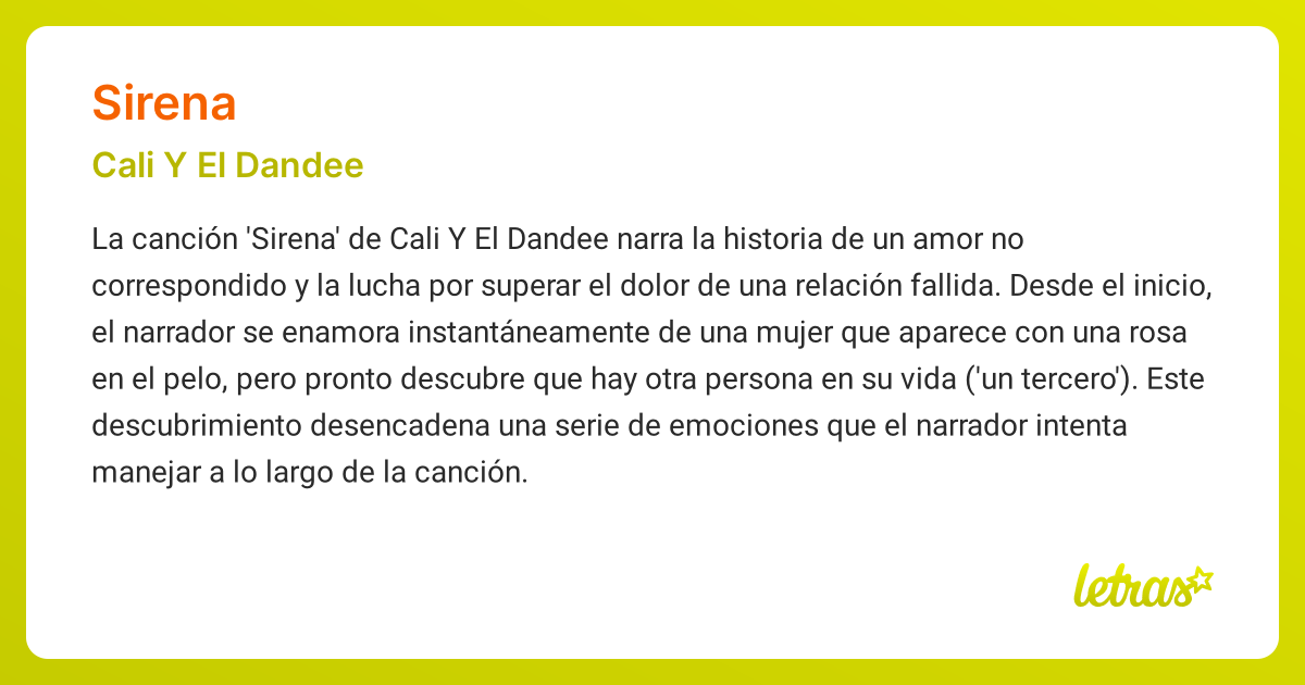 Significado de la canción SIRENA (Cali Y El Dandee) - LETRAS.COM