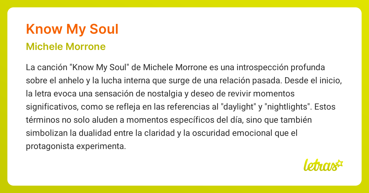 Significado de la canción KNOW MY SOUL (Michele Morrone) - LETRAS.COM
