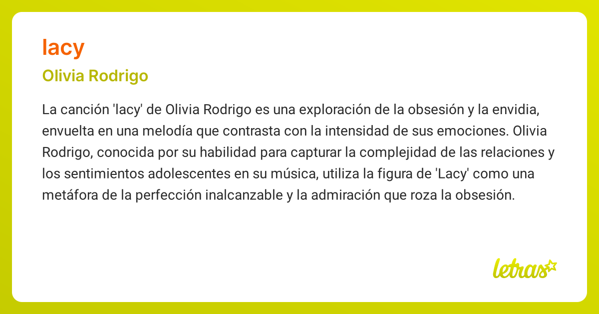 Significado de la canción LACY (Olivia Rodrigo) - LETRAS.COM