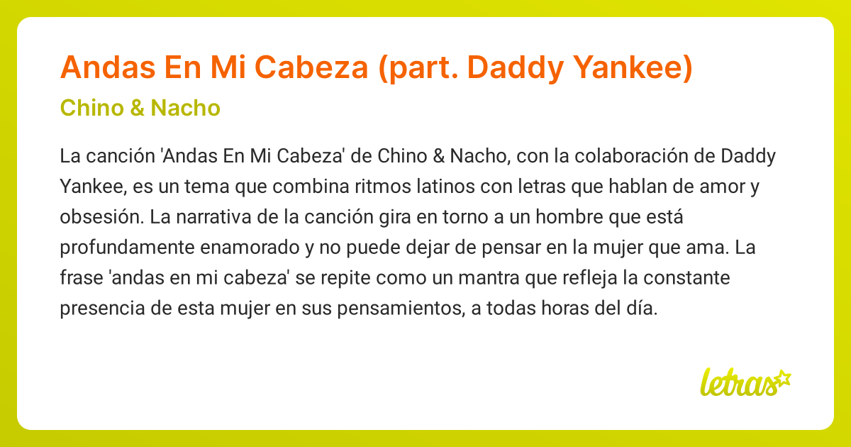 Significado de la canción Andas En Mi Cabeza (part. Daddy Yankee ...