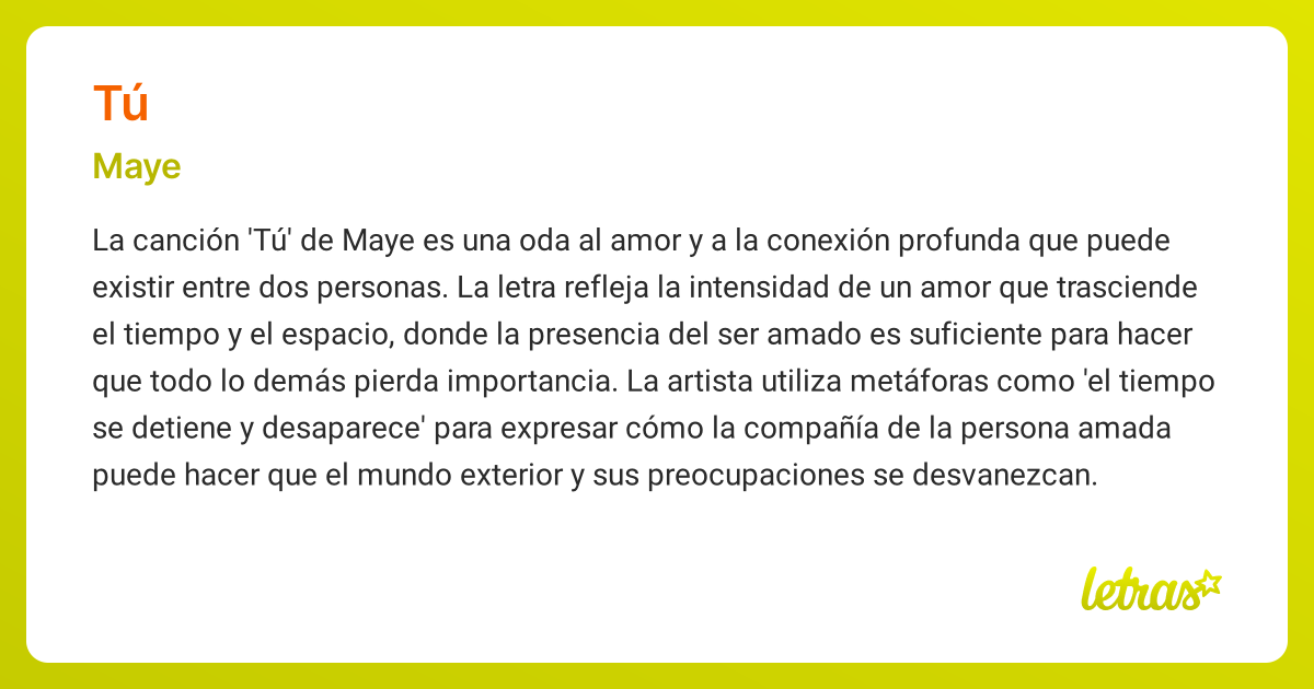 Significado de la canción TÚ (Maye) - LETRAS.COM