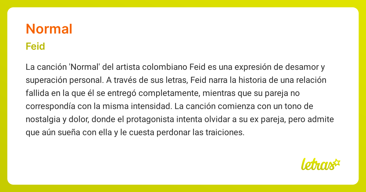 Significado de la canción NORMAL (Feid) - LETRAS.COM