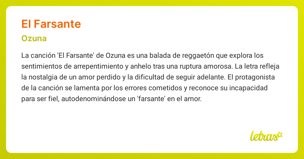 Significado de la canción EL FARSANTE (Ozuna) - LETRAS.COM