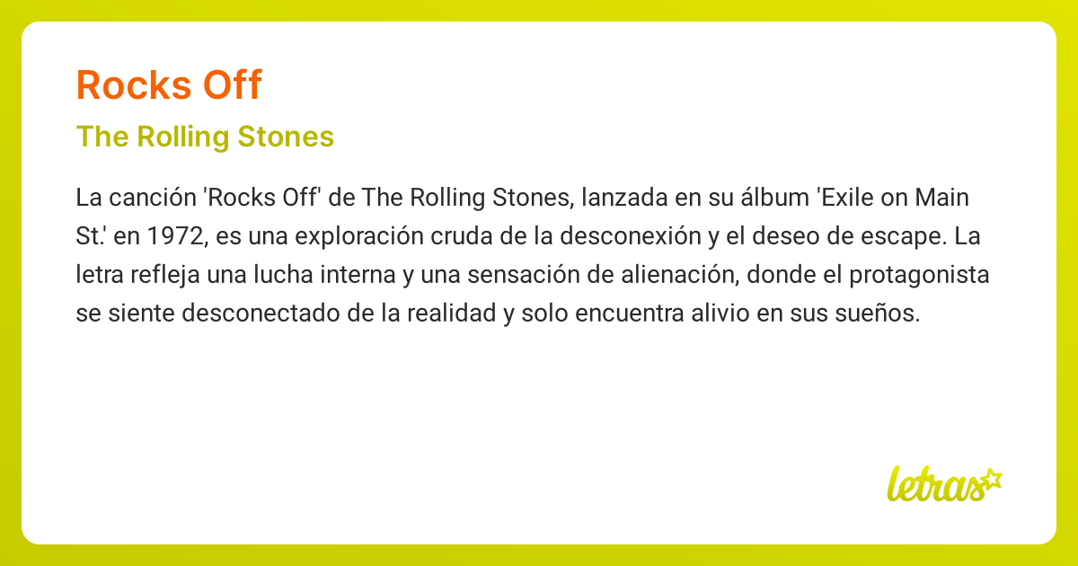 Significado de la canción ROCKS OFF (The Rolling Stones) - LETRAS.COM