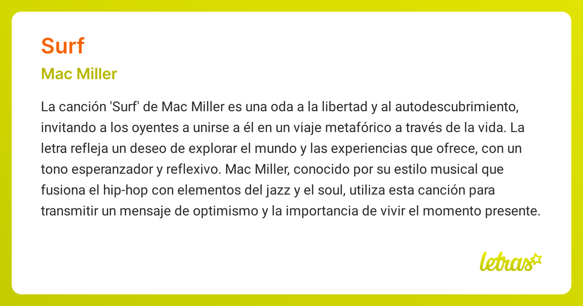 Significado de la canción SURF (Mac Miller) - LETRAS.COM
