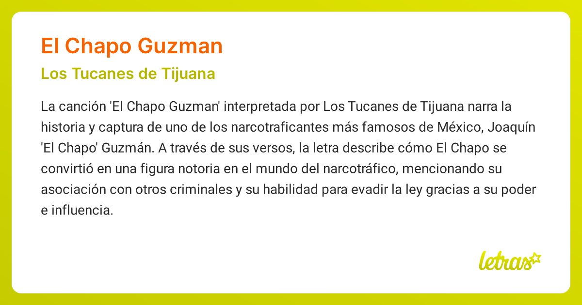 Significado de la canción EL CHAPO GUZMAN (Los Tucanes de Tijuana ...