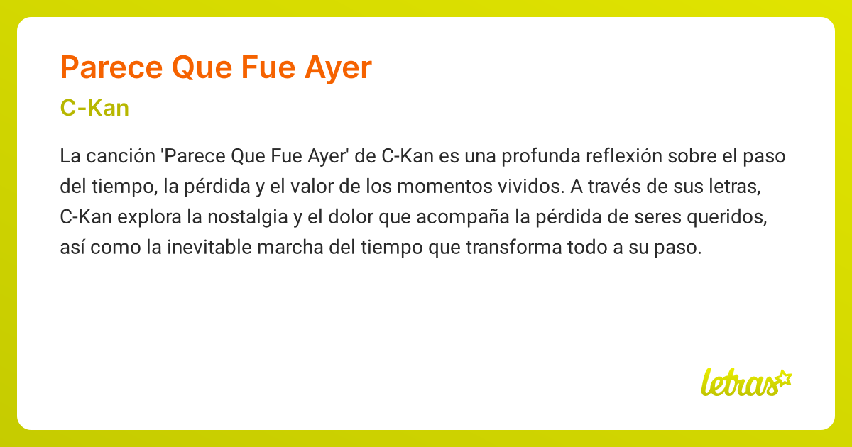 Significado de la canción PARECE QUE FUE AYER (C-Kan) - LETRAS.COM