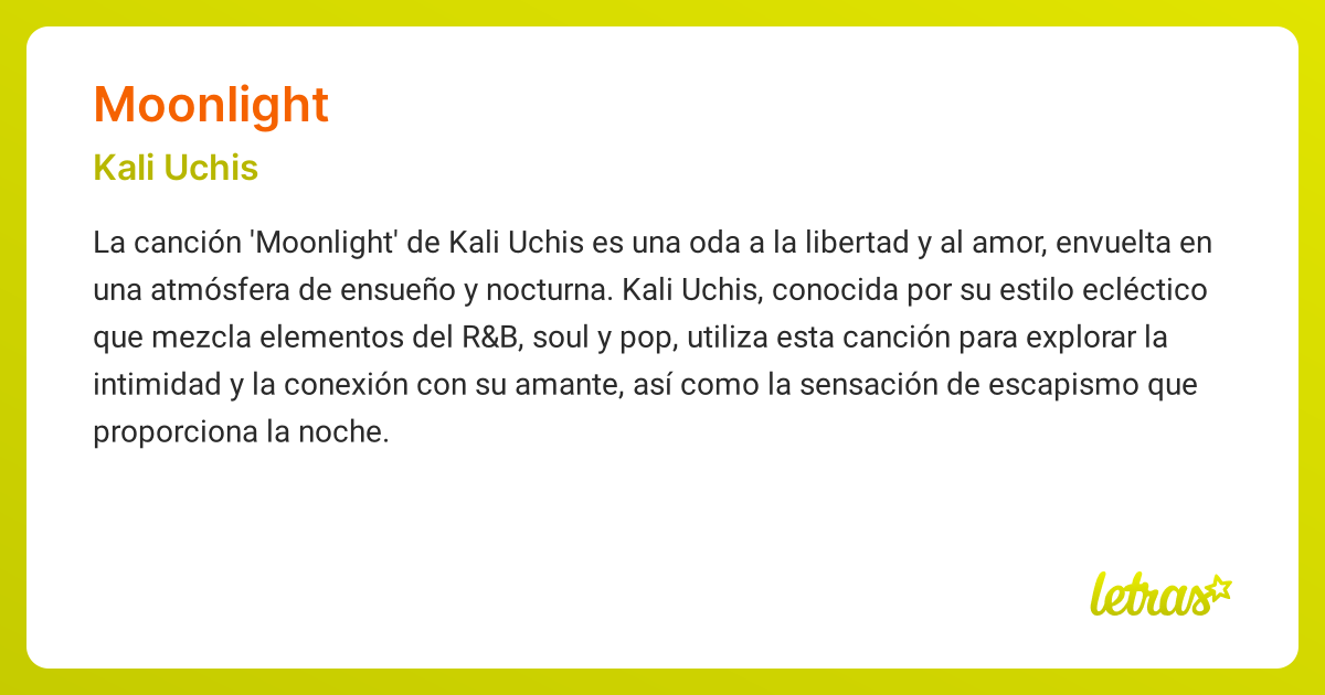 Significado de la canción MOONLIGHT (Kali Uchis) - LETRAS.COM