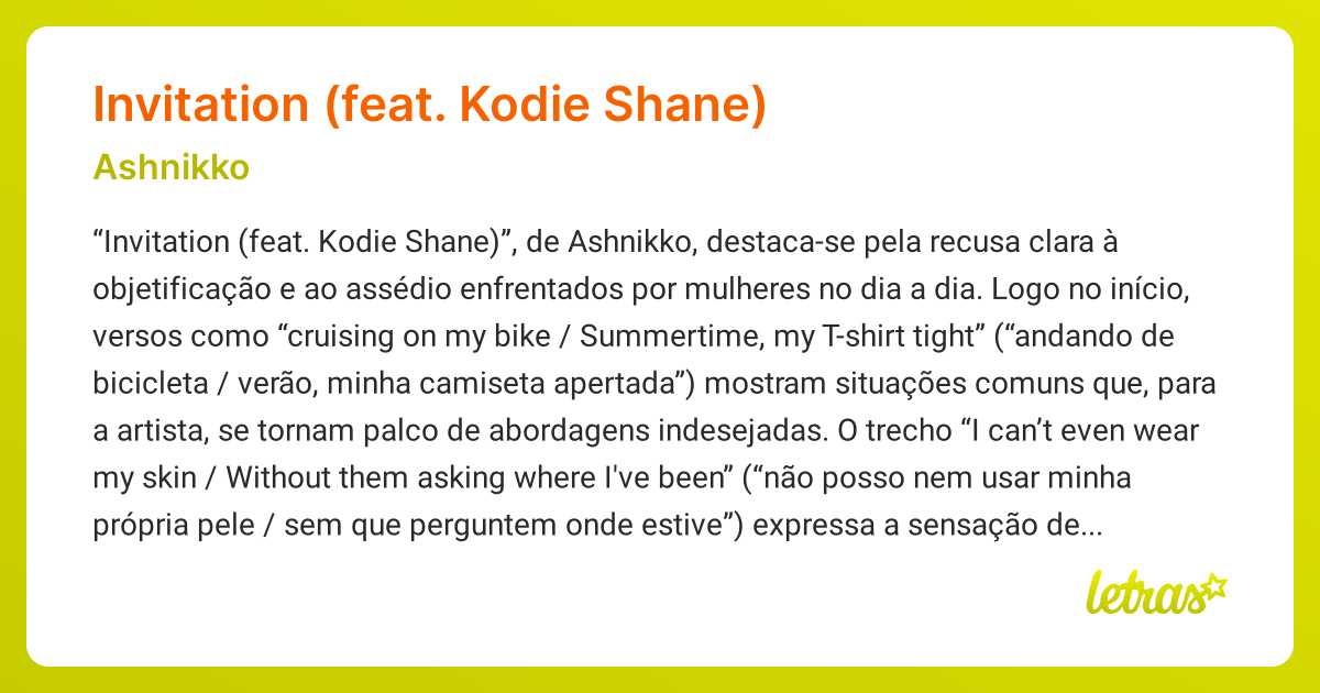 Significado da música INVITATION (FEAT. KODIE SHANE) (Ashnikko ...
