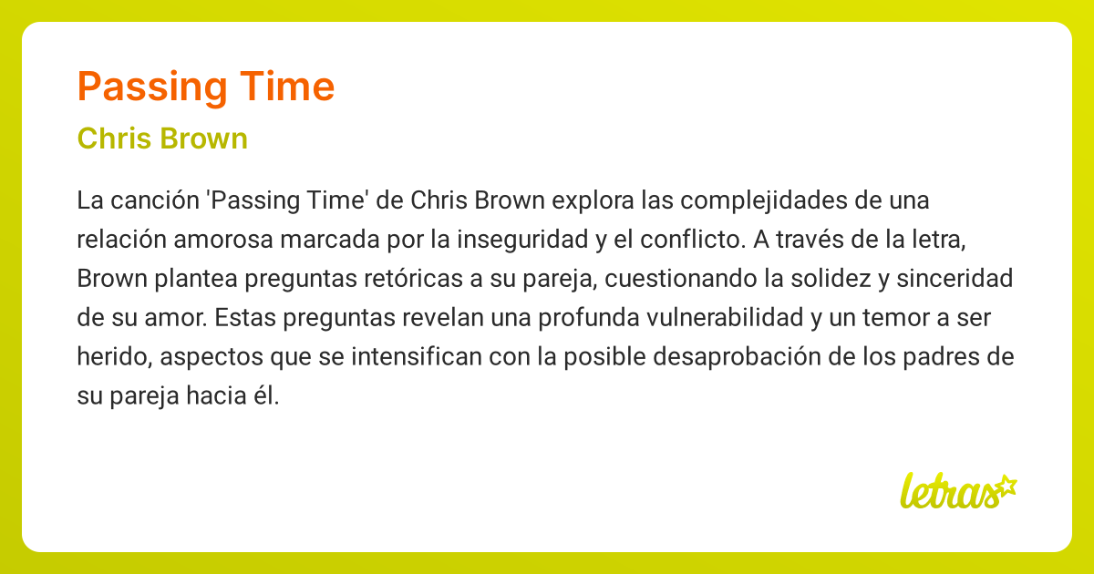 Significado de la canción PASSING TIME (Chris Brown) - LETRAS.COM