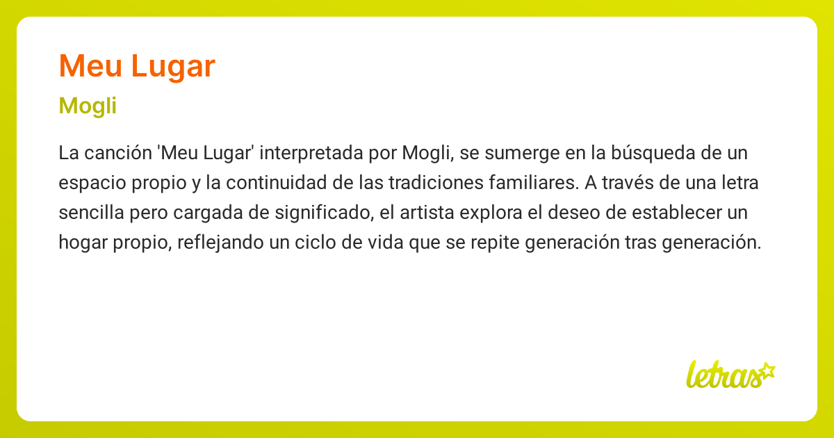 Significado de la canción MEU LUGAR (Mogli) - LETRAS.COM