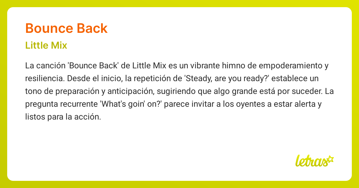 Significado de la canción BOUNCE BACK (Little Mix) - LETRAS.COM
