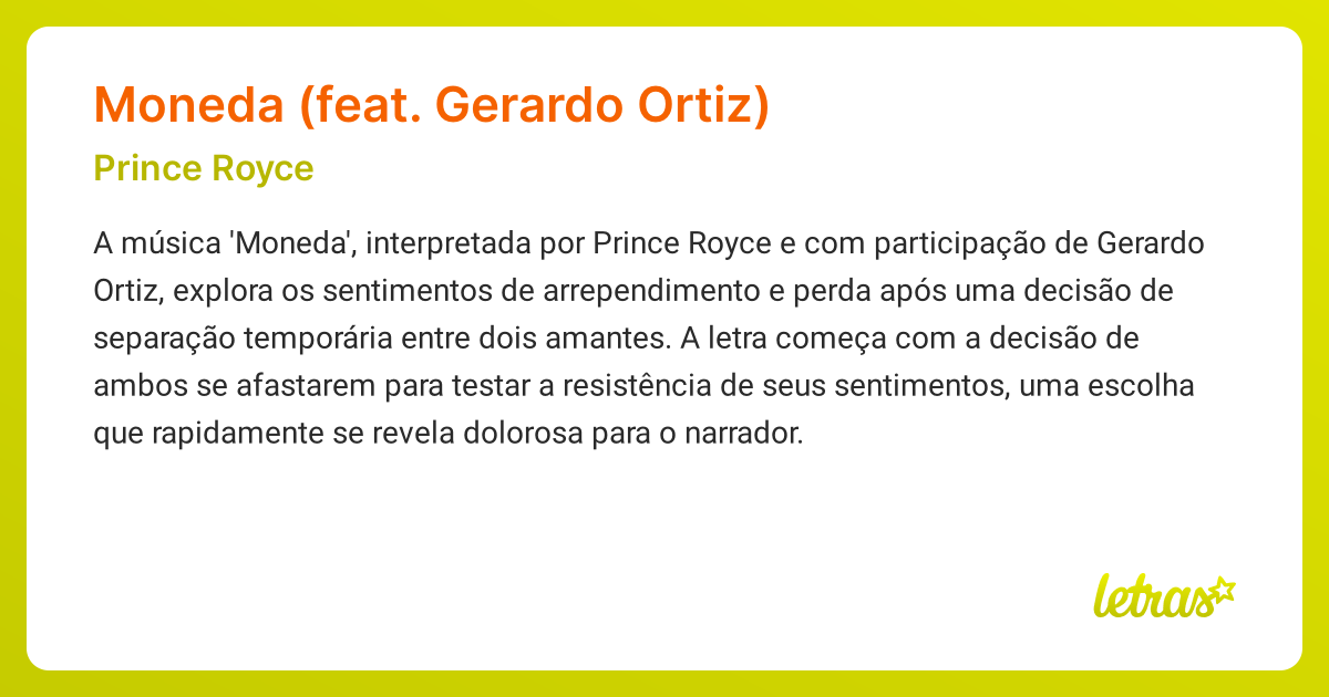 Significado da música MONEDA (FEAT. GERARDO ORTIZ) (Prince Royce ...