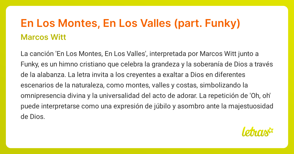 Significado de la canción En Los Montes, En Los Valles (part. Funky ...