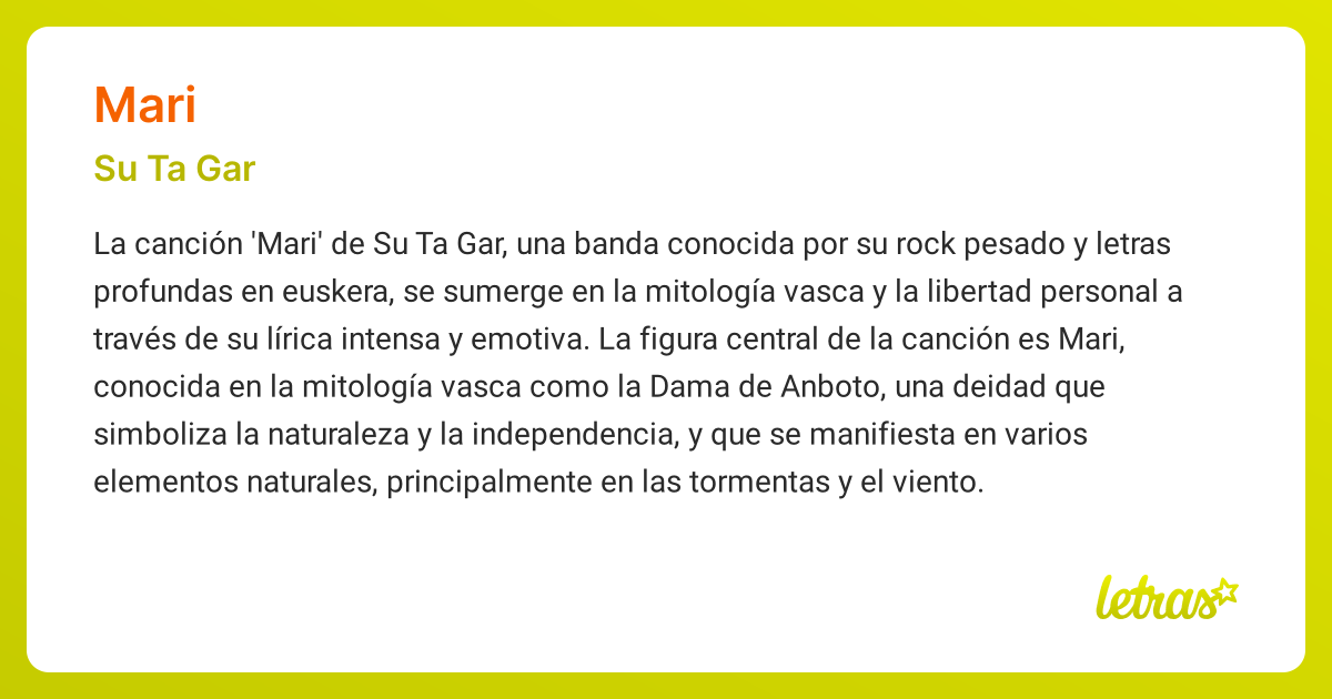 Significado de la canción MARI (Su Ta Gar) - LETRAS.COM