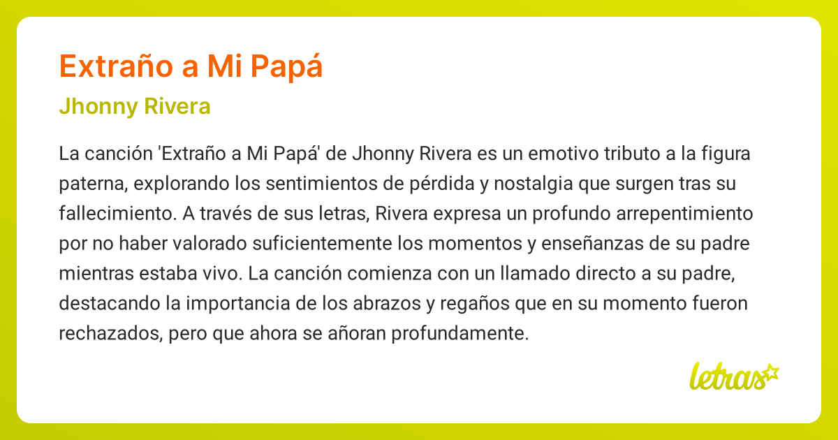 Significado de la canción EXTRAÑO A MI PAPÁ (Jhonny Rivera) - LETRAS.COM