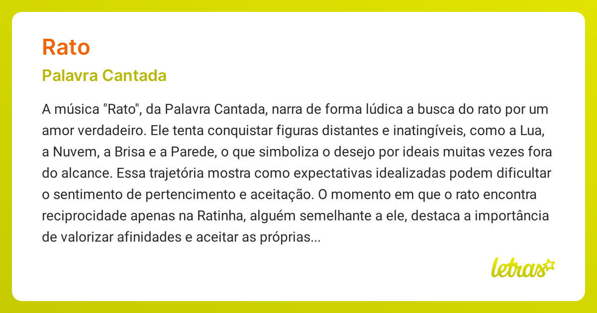 Significado da música RATO (Palavra Cantada) - LETRAS.MUS.BR