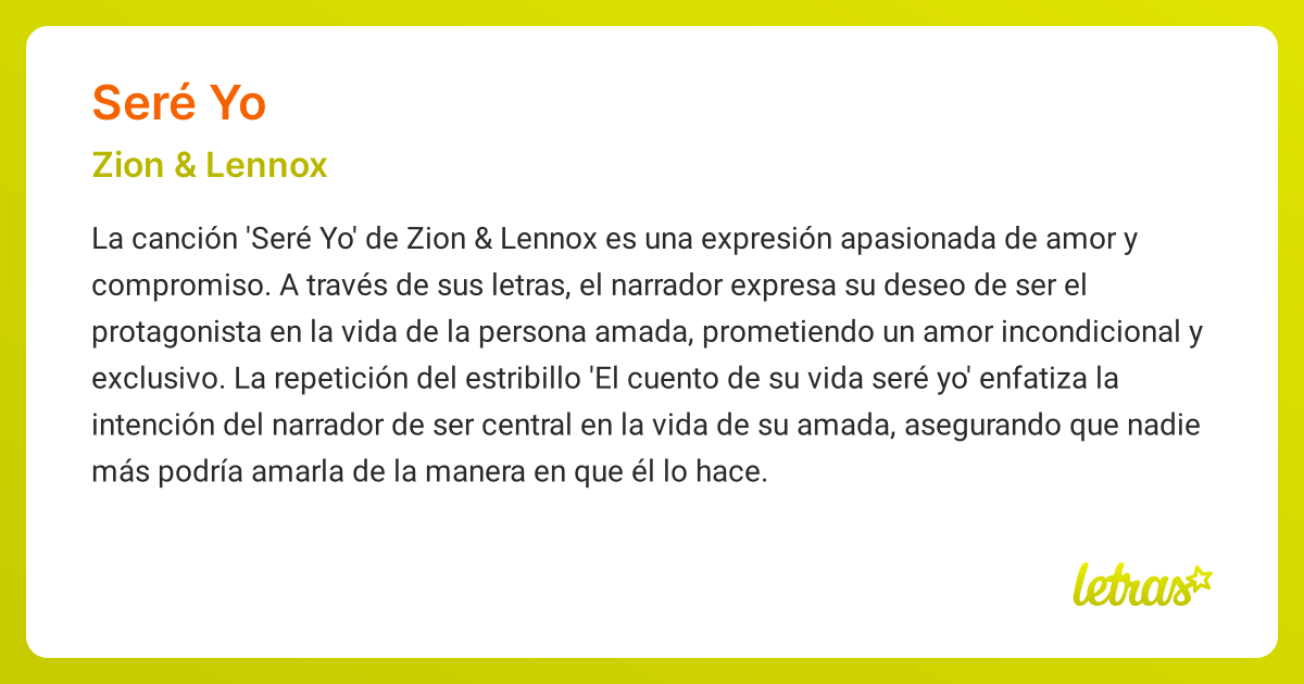 Significado de la canción SERÉ YO (Zion & Lennox) - LETRAS.COM