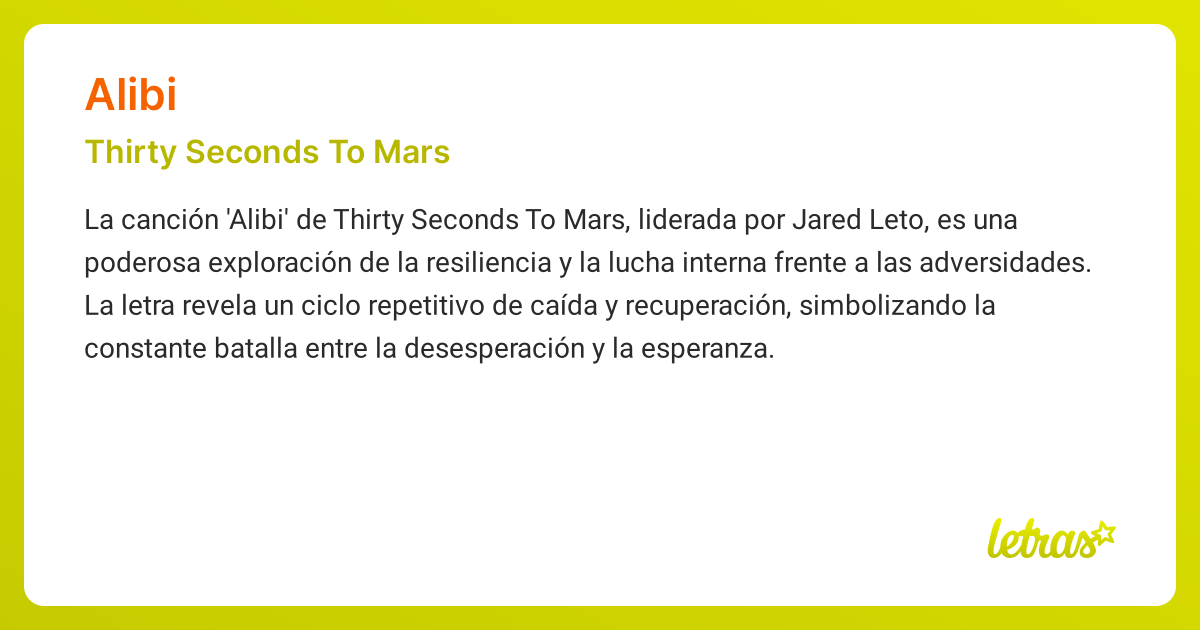 Significado de la canción ALIBI (Thirty Seconds To Mars) - LETRAS.COM